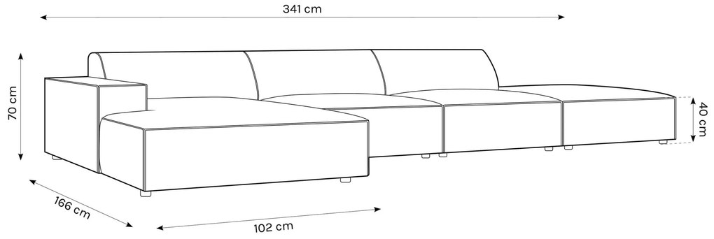 MUZZA Rohová pohovka judy levá 341 cm modrá