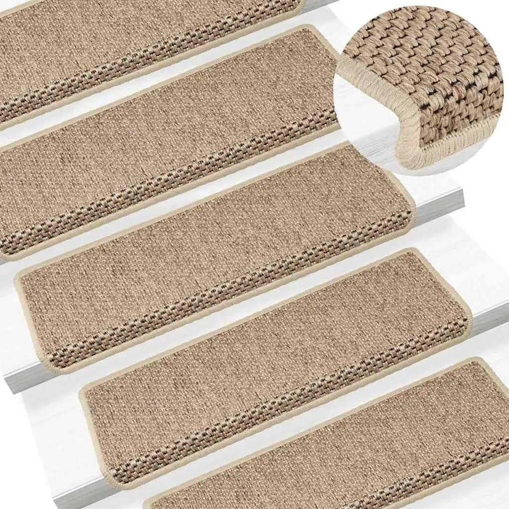 Samolepicí rohože na schody Sisal-Look 30 ks 65x21x4 cm Písek 3365891