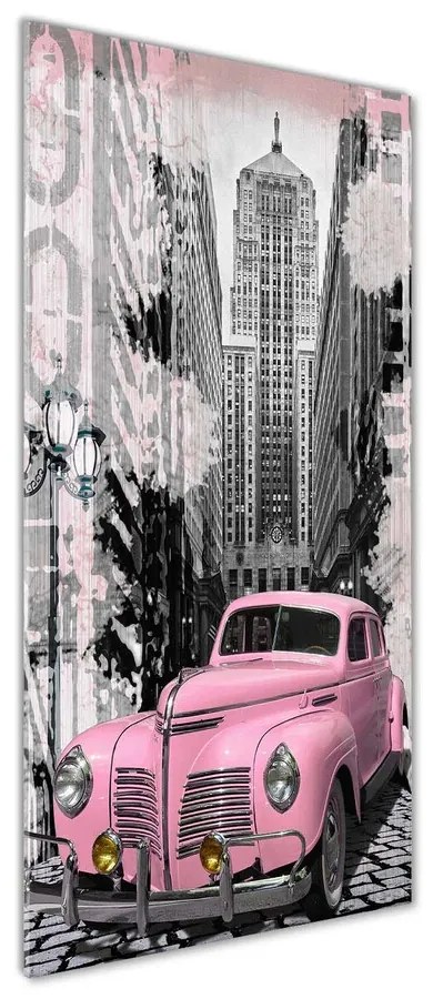 Wallmuralia Foto obraz sklo tvrzené Růžové auto 50x125 cm