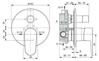 Ideal Standard Set 4 - Sprchový systém s podomítkovou pákovou baterií, komplet, černá matná IS Set 4