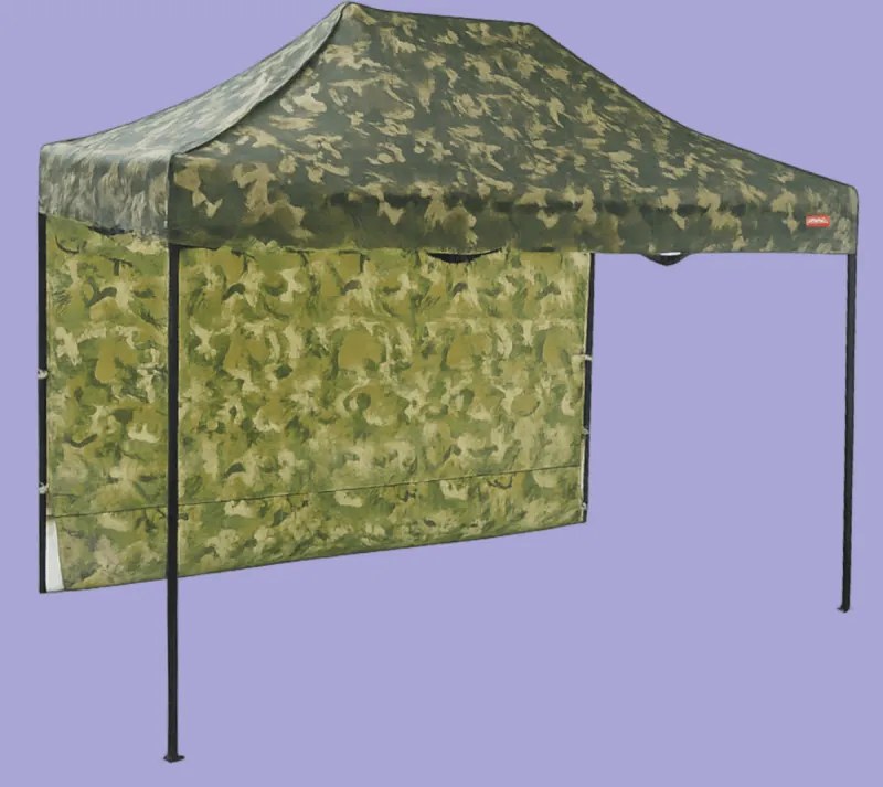 Nůžkový stan 3x2m ocelový, 1 boční plachta, Maskáčová