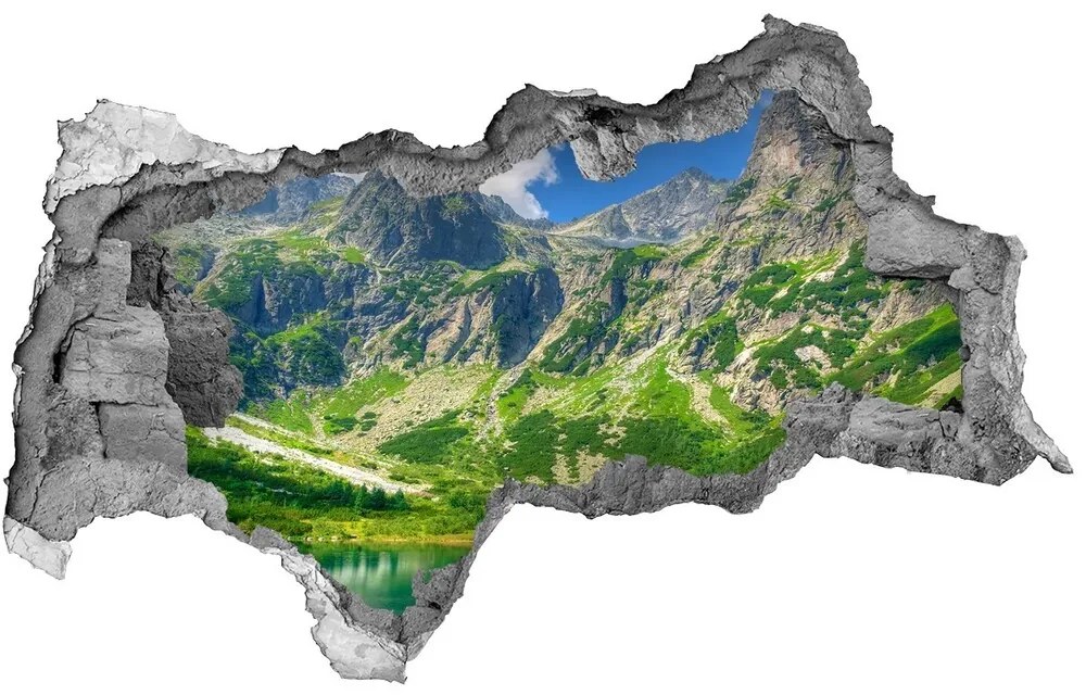 Wallmuralia Díra 3D foto tapeta nálepka Jezero v horách 95x73 cm