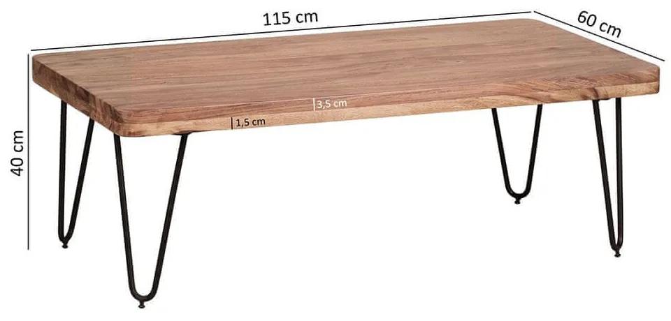Bruxxi Konferenční stolek Bagli, 115 cm, masiv akát