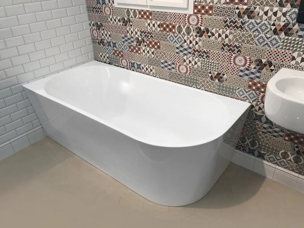 Aqualine Aqualine, TIBERA L rohová stojící vana 170x80cm, bílá, E1026