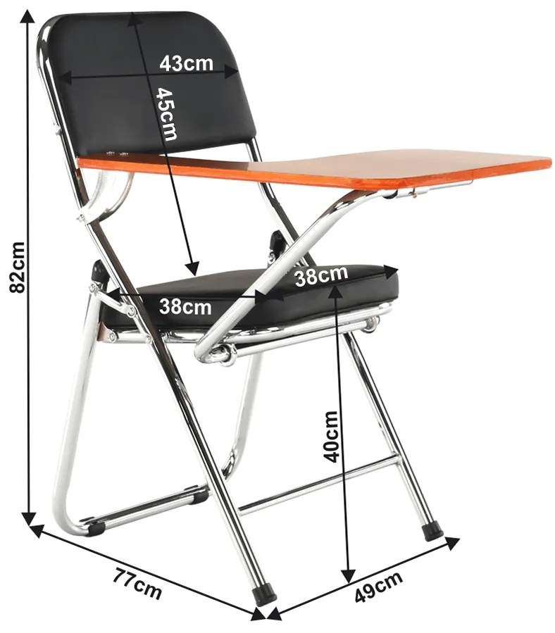 Kondela Židle s deskou na psaní, černá/přírodní, TEKER