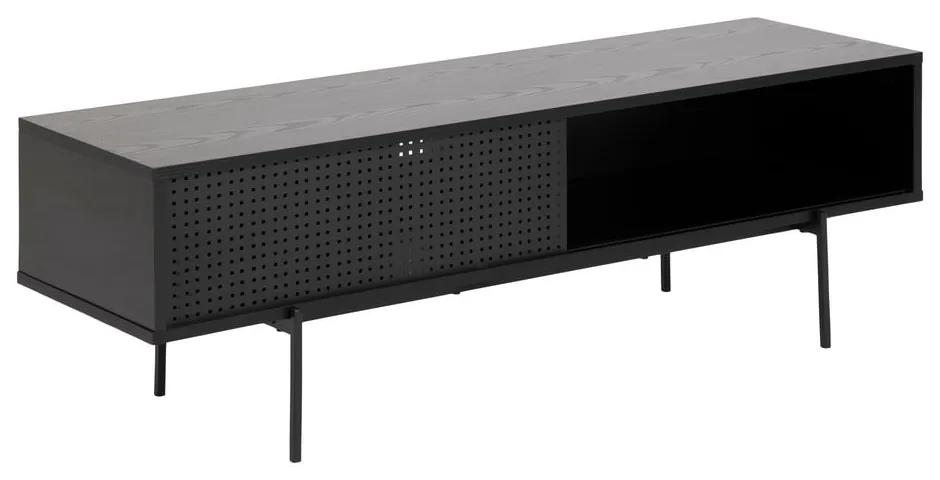 Černý TV stolek v dekoru jasanu 140x45 cm Angus – Actona