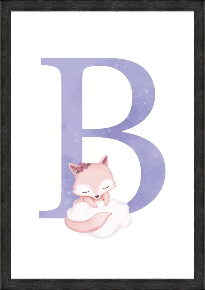 Abeceda písmena s liškou - Obraz, Plakát Velikost: A3 - 29,7x42 cm, Volba rámu: s bílým rámem, Písmeno: A