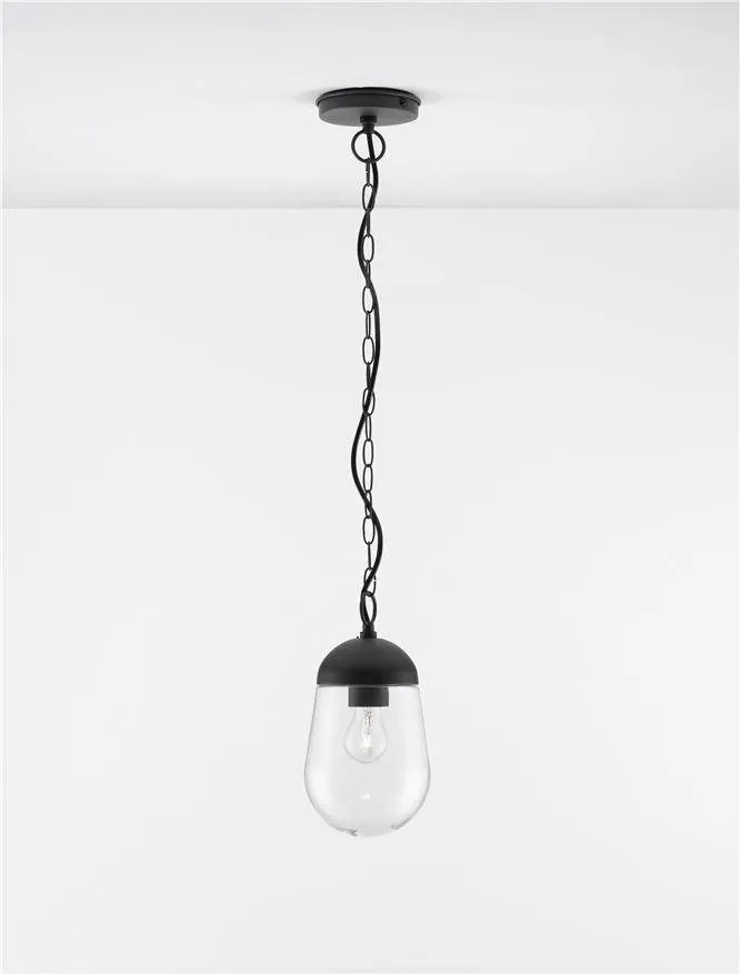 NV 9060197 Venkovní závěsné svítidlo OMIKA tmavě šedý hliník a čiré sklo E27 1x12W 110-240V bez žárovky IP54 - NOVA LUCE