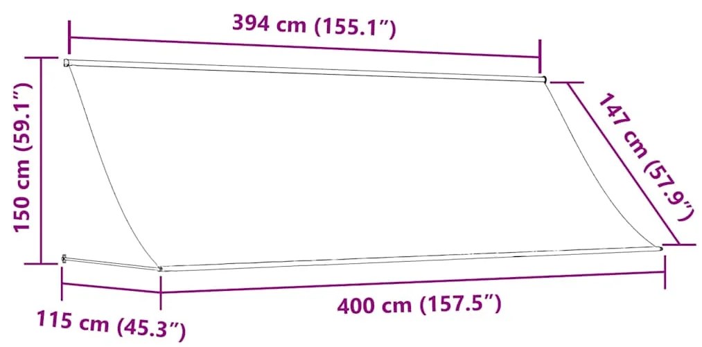 vidaXL Marketos Zatahovací markýza modro-bílá 400 x 150 cm