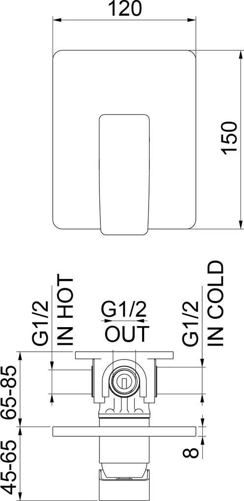 Sapho TURSI podomítková sprchová baterie 1 výstup chrom TI041