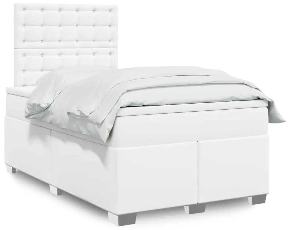 Box spring postel s matrací bílá 120x200 cm umělá kůže 3290717