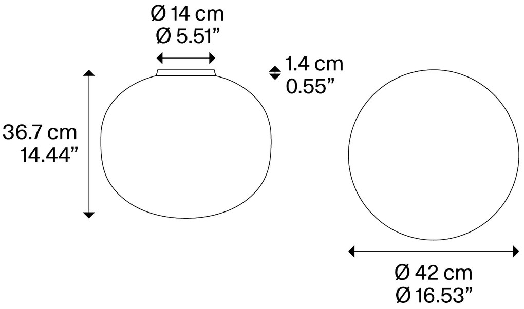 Lodes Volum 42, stropní/nástěnné svítidlo z bílého foukaného skla, 1x25W E27, prům.42cm, IP54