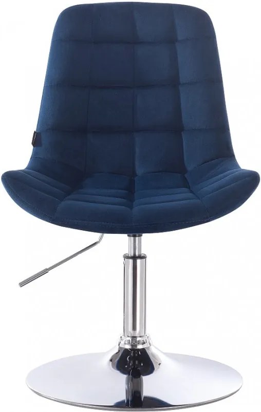 Velurová kosmetická židle PARIS na kulaté podstavě - královská modrá