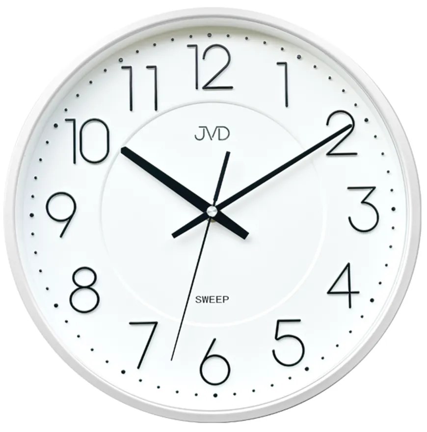 JVD Bílé nástěnné tiché netikající hodiny JVD HX2495.1