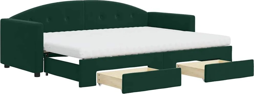 Válenda s přistýlkou a zásuvkami tmavě zelená 80 x 200 cm samet 3197368