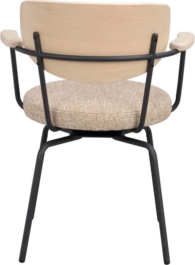 Černá/béžová kovová jídelní židle s područkami Merrick – Rowico