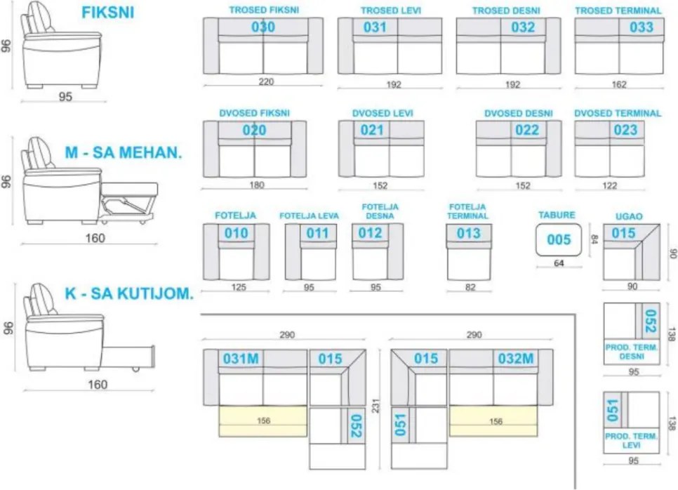 Trojmístná pohovka BARBADOS - hnědá