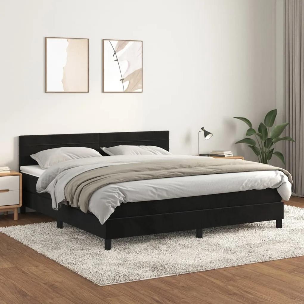 Box spring postel s matrací černá 180x200 cm samet,  3141379