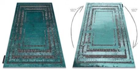 Moderní koberec DE LUXE 1516 Rám vintage Strukturální, zelená / ant velikost 140x190 cm | krásné koberce cz