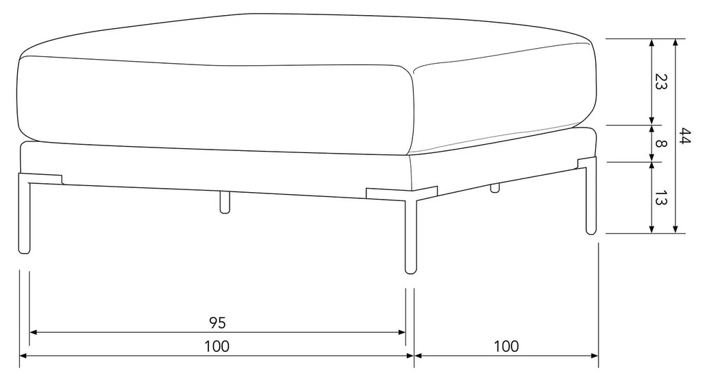 Modulový puf lupoco 100 cm černý MUZZA