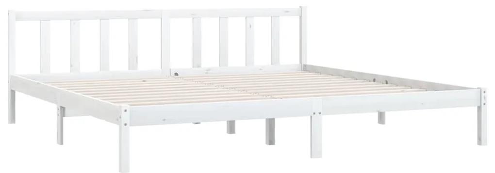 Rám postele bílý masivní borové dřevo 200 x 200 cm - Default Title