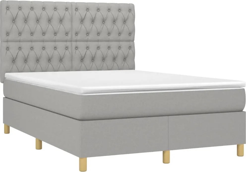 Box spring postel s matrací světle šedá 140 x 190 cm textil 3142569