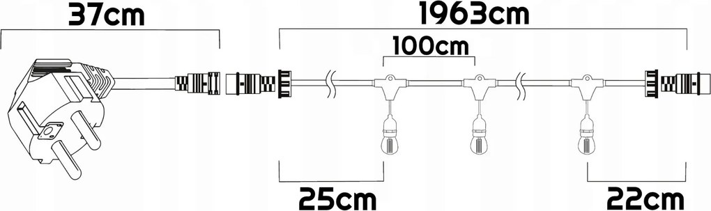 BERGE Zahradní girlanda 20m + 41x 1W LED žárovka