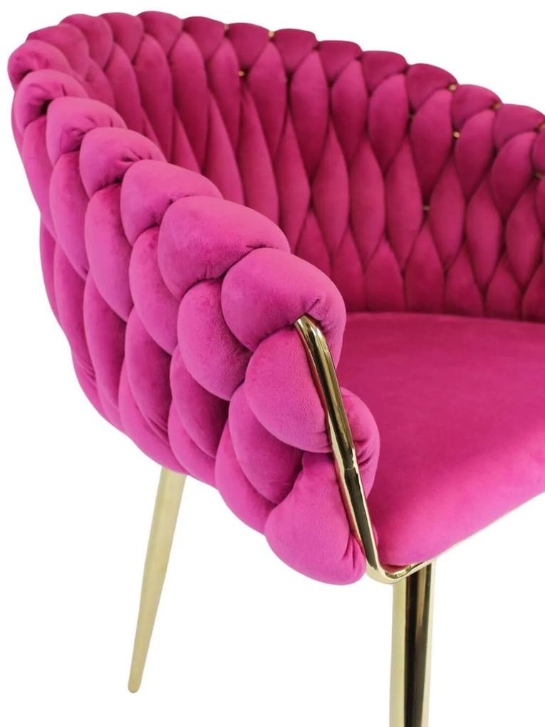 Růžová sametová jídelní židle LUX 83cm