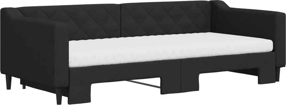 Válenda s přistýlkou a matracemi černá 90 x 200 cm textil 3197446