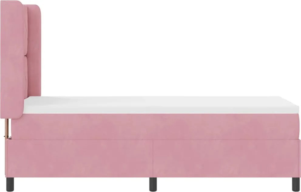 Postel s boxspringem s čelo Růžová 80 x 200 cm samet 3342037