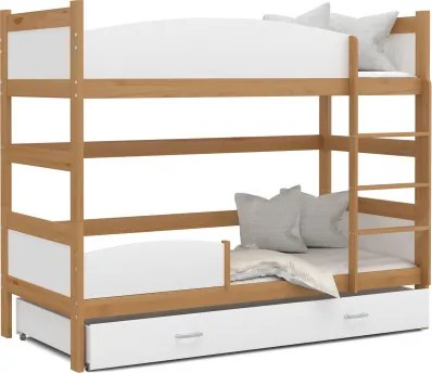 Patrová postel TWIST včetně úložného prostoru (Olše), Bílá