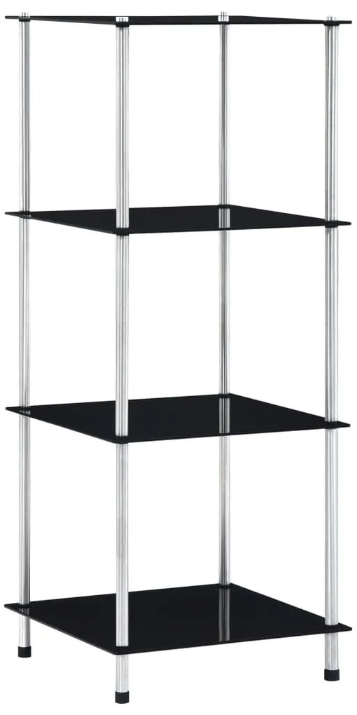 4patrová police černá 40 × 40 × 100 cm tvrzené sklo 249510