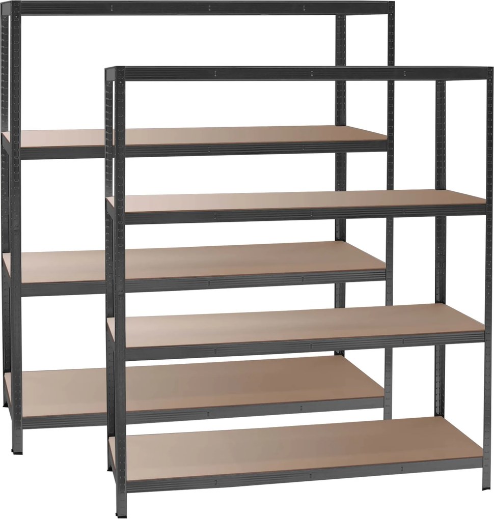 Dílenský regál Wiltec – 160 × 60 × 180 cm, 175 kg, černá (64868)