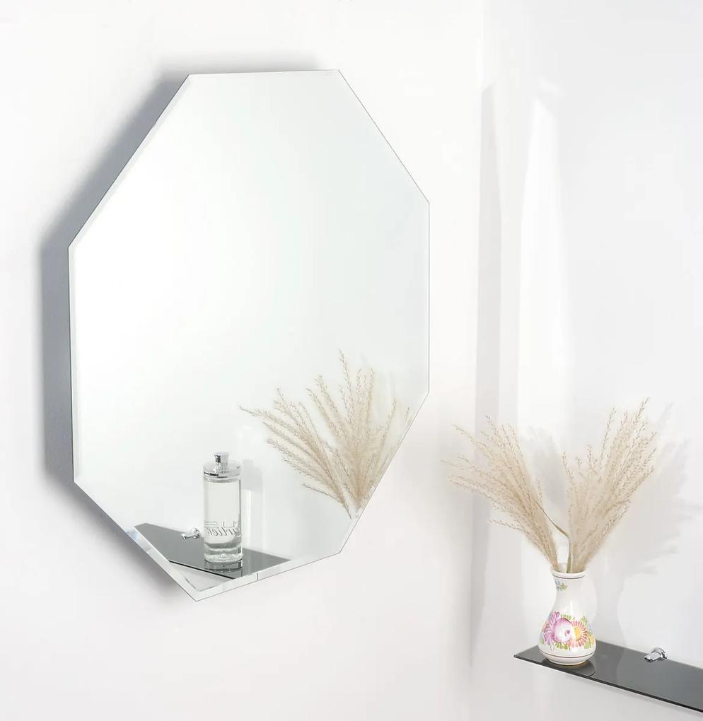 AMIRRO Zrcadlo na zeď do pokoje ložnice koupelny kulaté oválné tvarové DIAMANT 50 x 50 cm - osmihran s fazetou 10 mm 505-08F