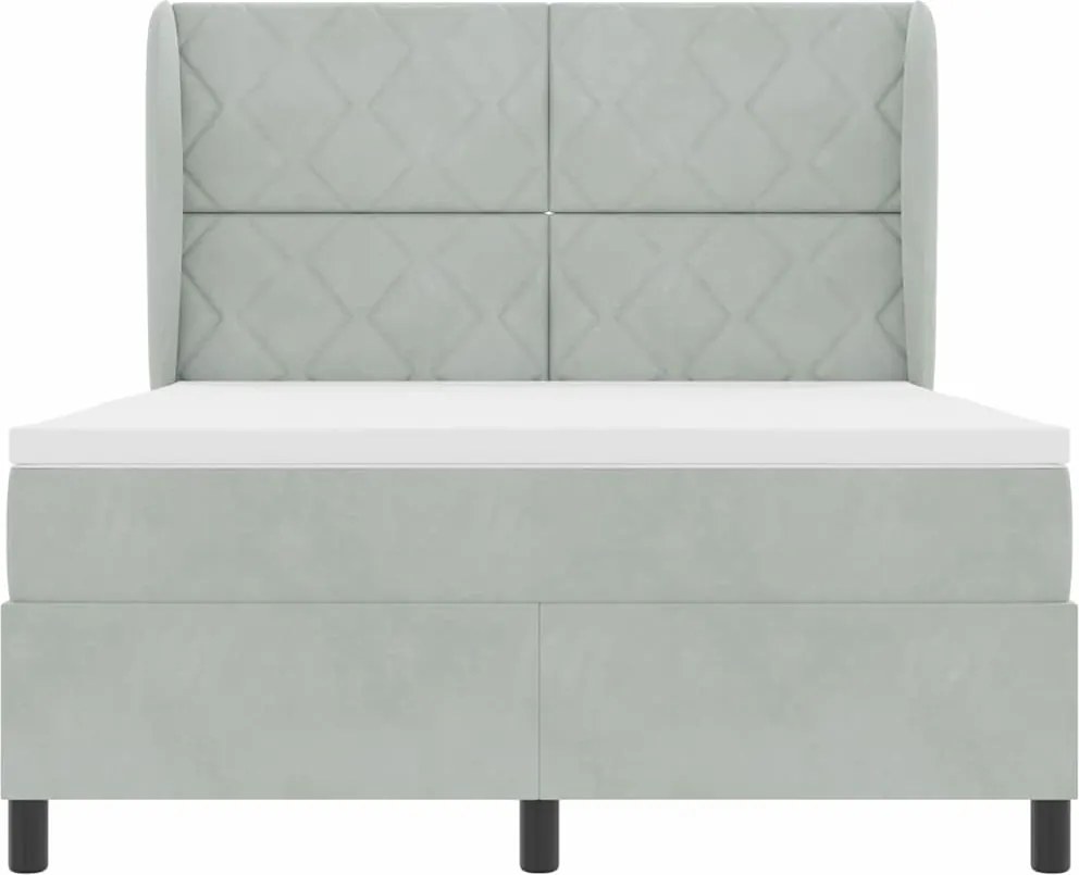 Postel s boxspringem s čelo Světle šedá 190 x 140 cm samet 3340976