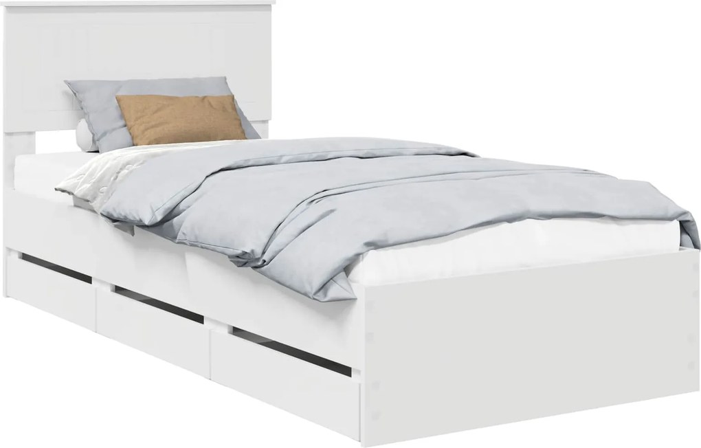 Rám postele se zásuvkou Bílá 90 x 200 cm Inženýrské dřevo 3410742