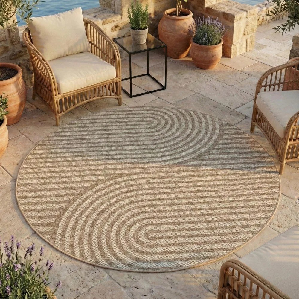 Béžový kulatý vnitřní a venkovní koberec ø 80 cm Desert 1301 – Ayyildiz Carpets