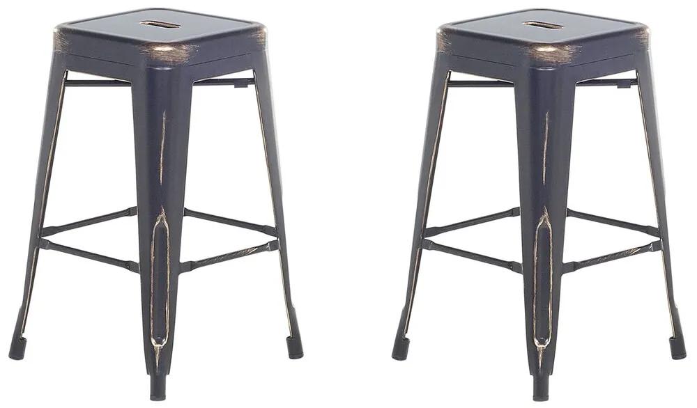 Sada 2 ocelových barových stoliček 60 cm černé/zlaté CABRILLO Beliani