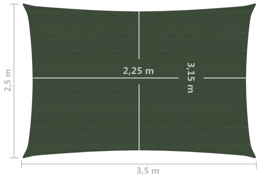 Plachta proti slunci 160 g/m² tmavě zelená 2,5 x 3,5 m HDPE