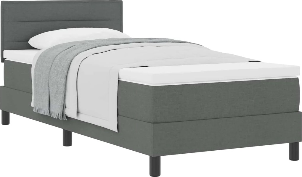 Postel s boxspringem s čelo Tmavě šedá 80 x 200 cm textil 3338567