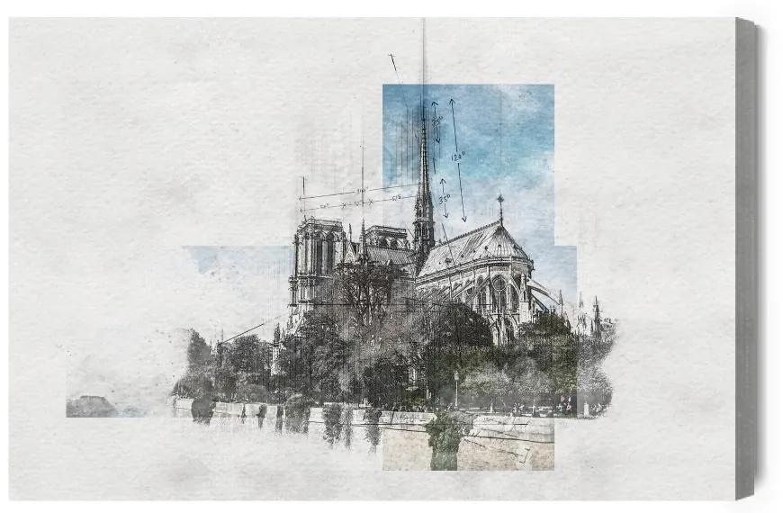 Obraz Katedrála Notre Dame, Paříž Nedostatek Nedostatek Přírodní plátno 30x20