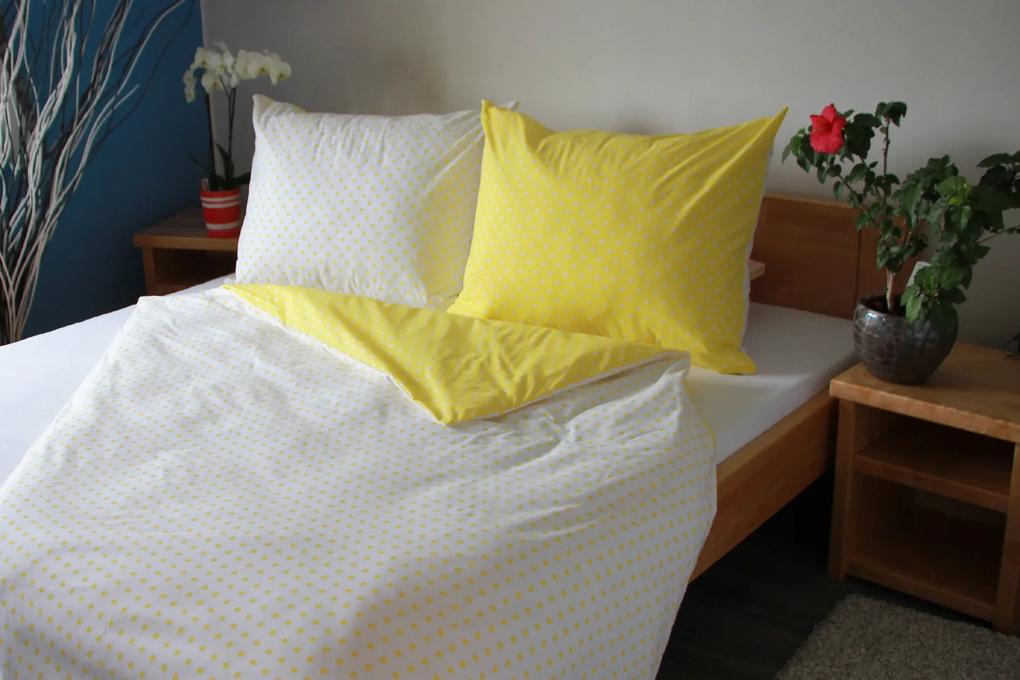 Kvalitní bavlněné ložní povlečení - kombinace žlutá hvězda 70 x 90 + 140 x 200 cm, český výrobce Tibex