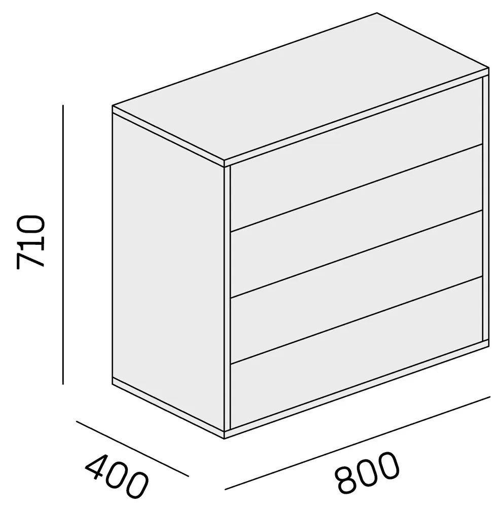 Kancelářský zásuvkový díl BLOCK White, nízký, 4 zásuvky, bílá