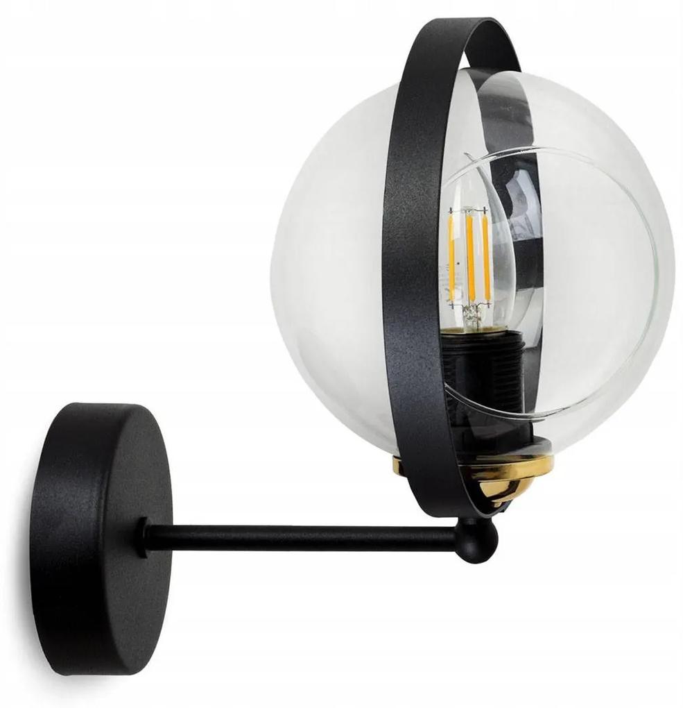 Nástěnné svítidlo RING, 1x transparentní skleněné stínítko, (výběr ze 3 barev uchycení)