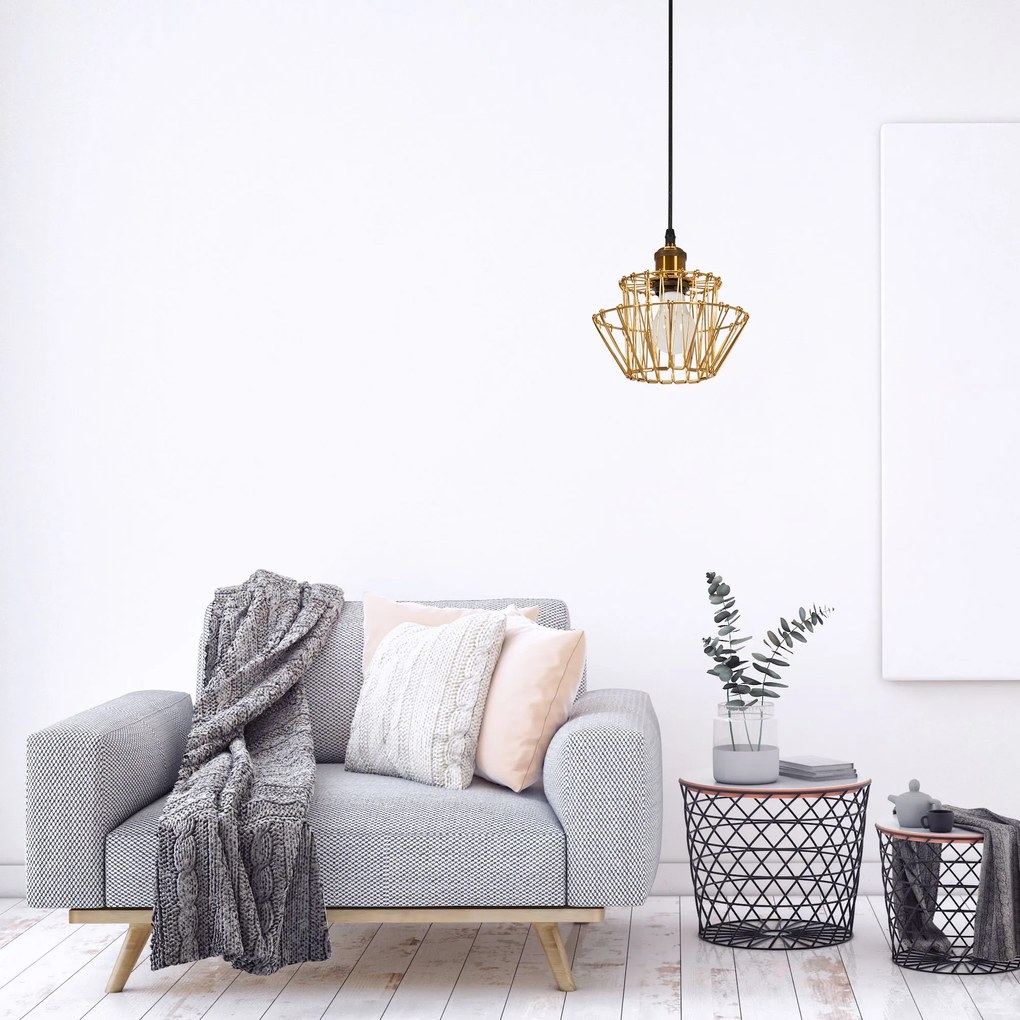 Toolight - Závěsné svítidlo E27 60W APP942-1CP Set 36cm, retro zlatá, OSW-07005
