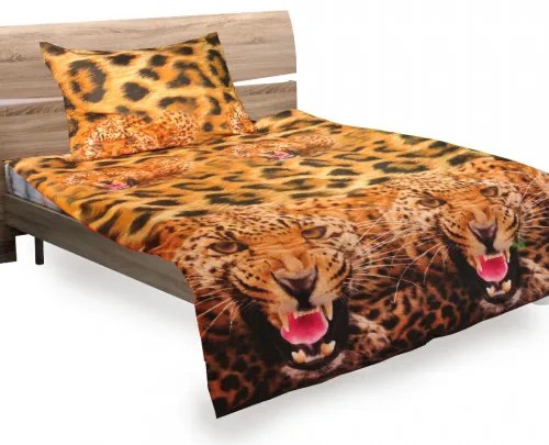 Bavlněné povlečení 140x200 cm - Motiv leoparda 2 | Oranžové