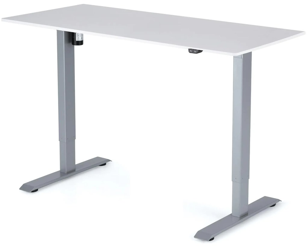 Výškově nastavitelný stůl Liftor 2segmentové nohy šedé,   deska 1380 x 650 x 18 mm bílá