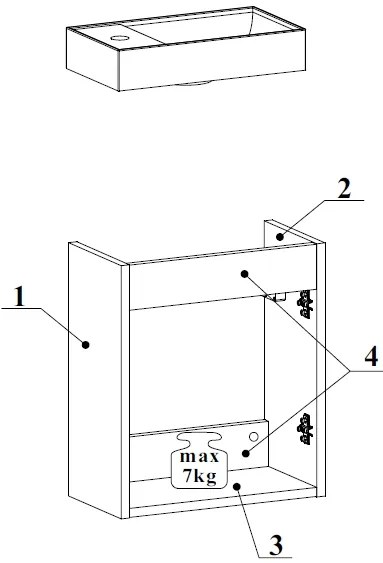 Koupelnová sestava Guest Light, bílá, 3 díly
