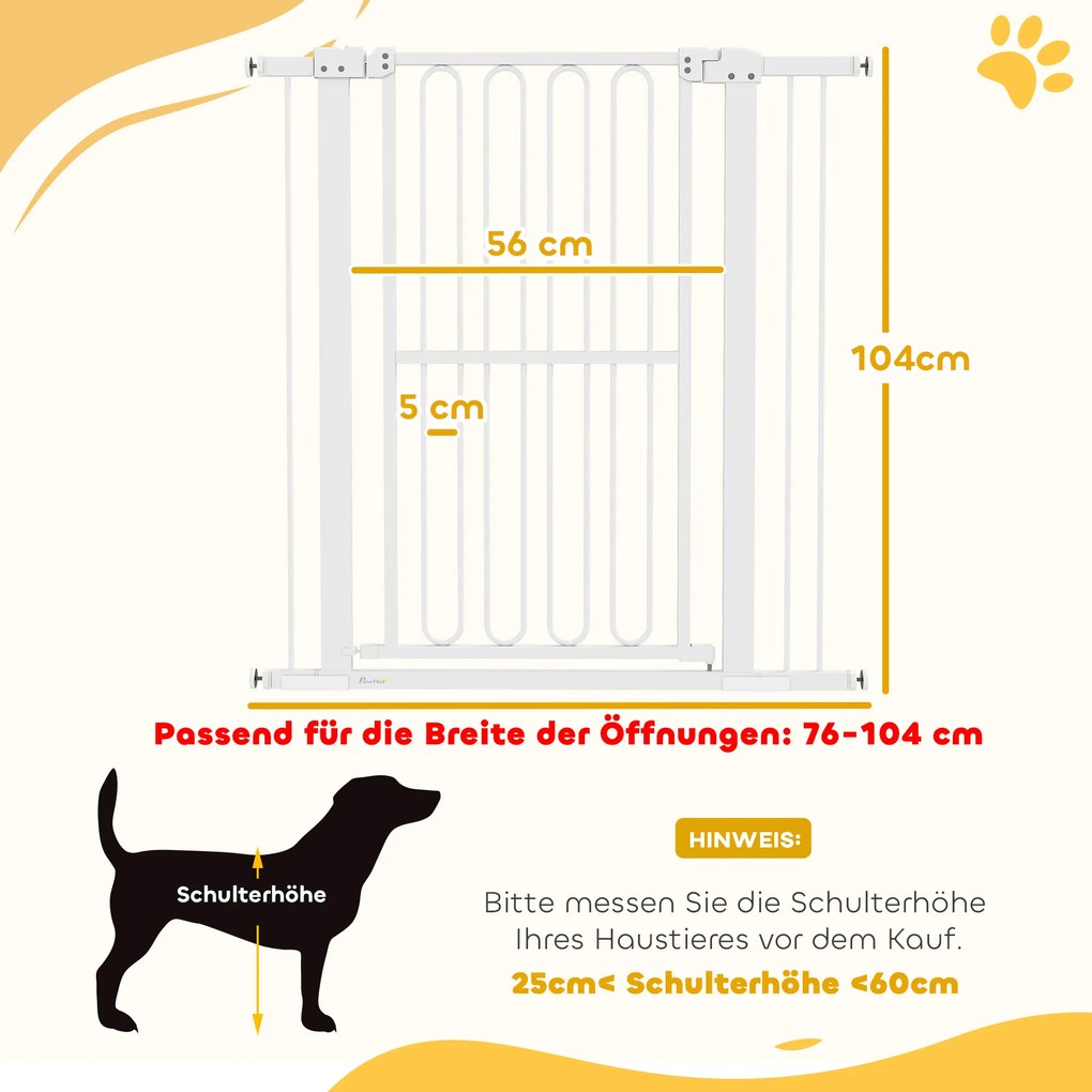 Bezpečnostní branka do dveří PawHut pro psy, 76-104 cm, zábrana bez vrtání, ocelová branka na schody, branka na schody, bezpečnostní branka, bezpečno…