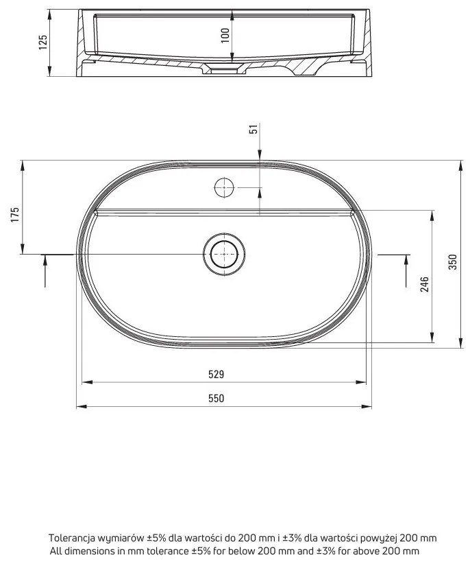 Deante Silia, granitové umyvadlo na desku 550x350x125mm, béžová, DEA-CQS_5U6B